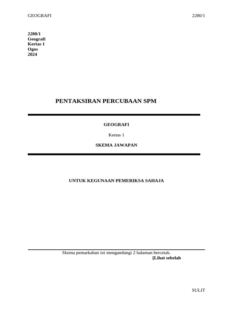 Skema PPC Geografi Kertas 1 | PDF