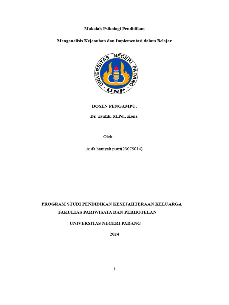 Menganalisis - Kejenuhan - Dan - Implementasi - Dalam - Belajar - Aufa Haniyah Putri | PDF