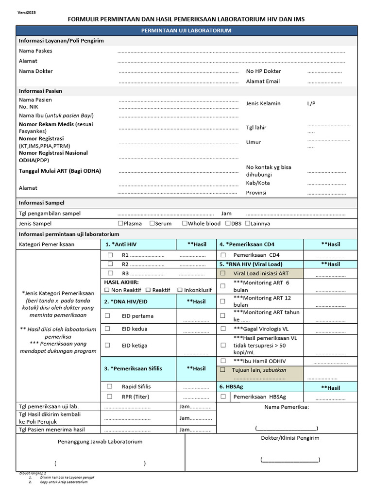 Formulir Permintaan Pemeriksaan Lab 2 | PDF