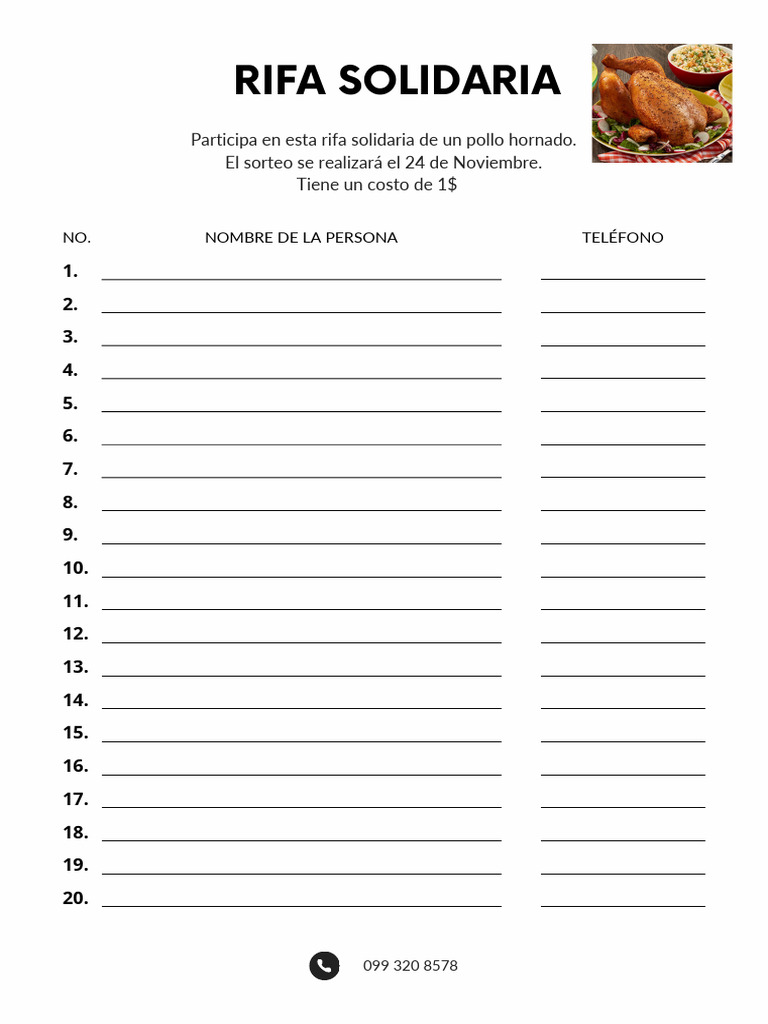 Documento A4 Rifa Minimalista Blanco y Negro | PDF