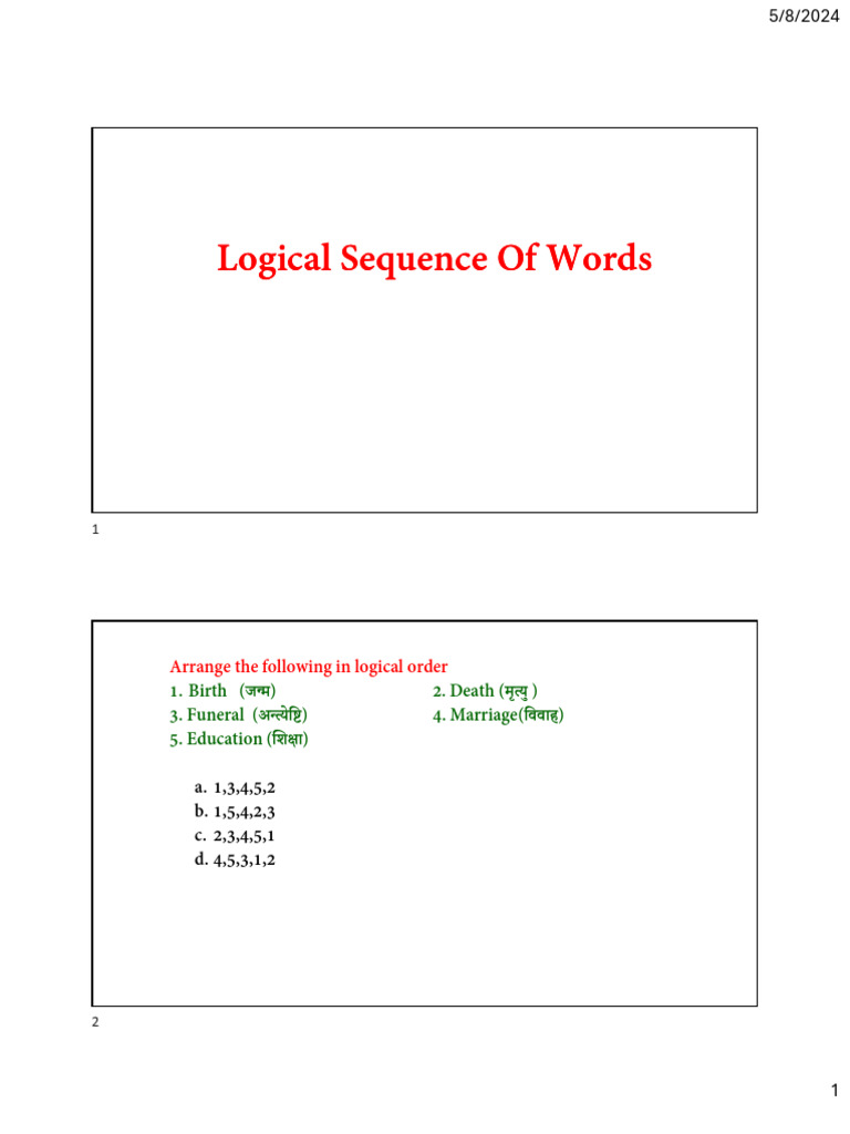 Logical Sequence of Words | PDF