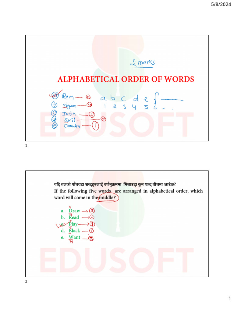 Alphabetical Order of Word | PDF | Graphemes | Lexicology