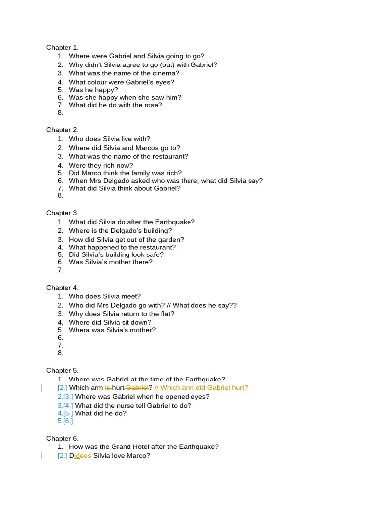 The Earthquake - Questions | PDF