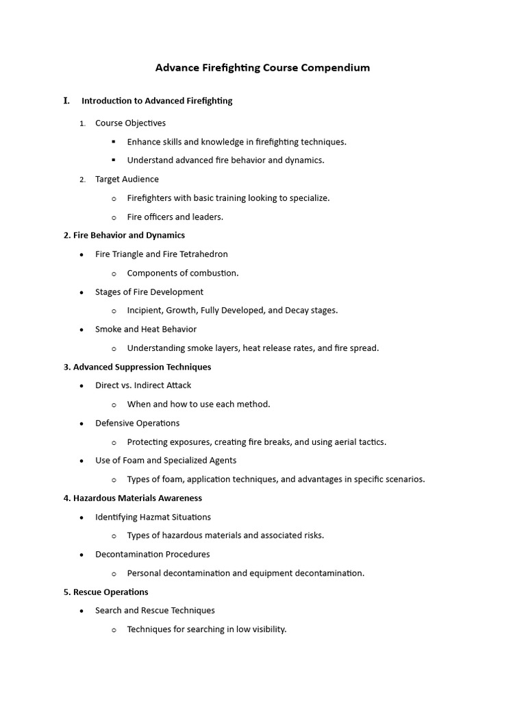 Advanced Firefighting Course Guide | PDF | Firefighting | Firefighter