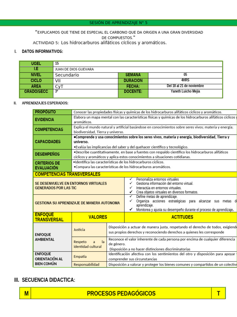 D-3º Ses Act 5-Cyt-Und 6 | PDF | Aromaterapia | Aprendizaje