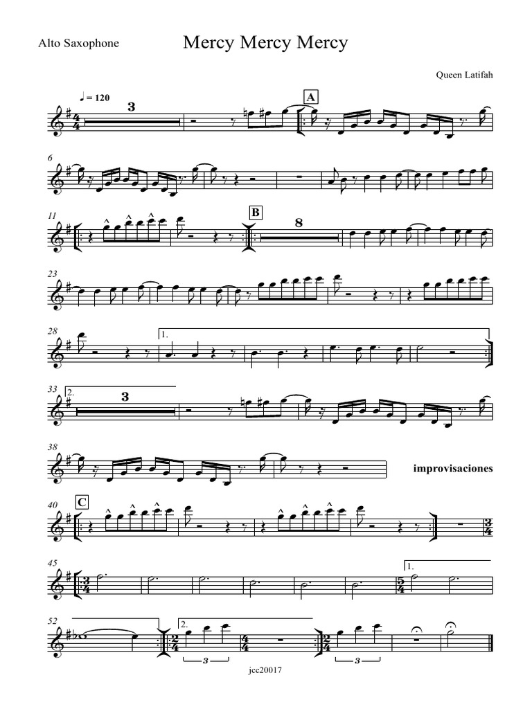 Mercy, Mercy, Mercy - Alto Saxophone | PDF
