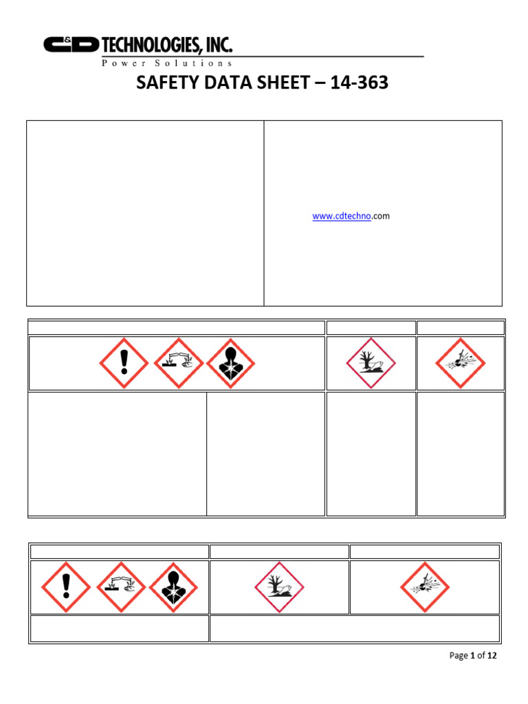 Filled Inert Gas Dry-Charged Lead Calcium Battery 14-363 | PDF ...