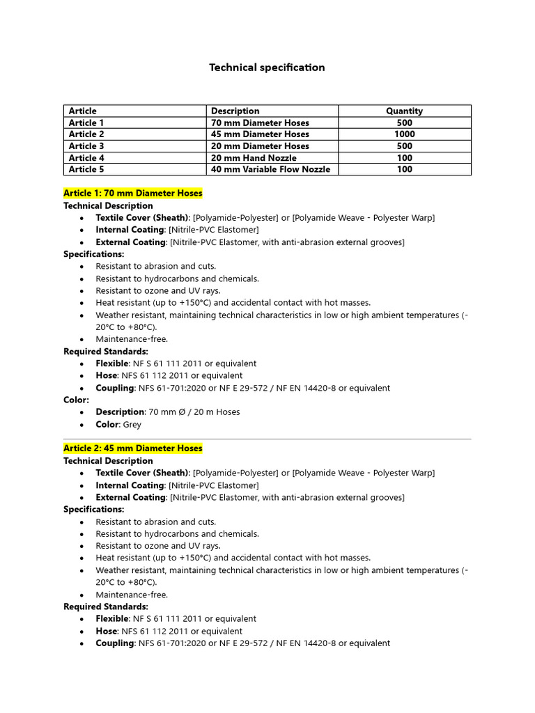 Hydraulic Hose Specifications and Nozzles | PDF | Nozzle | Mechanical ...