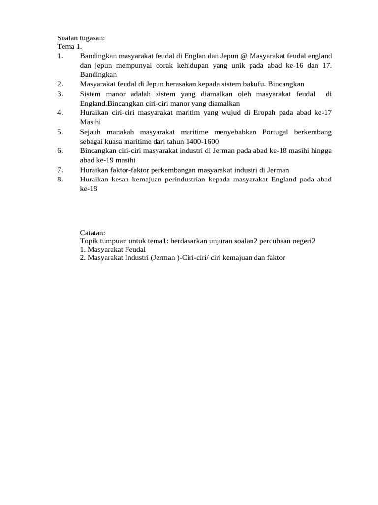 Sejarah Tema1 Sem1 | PDF