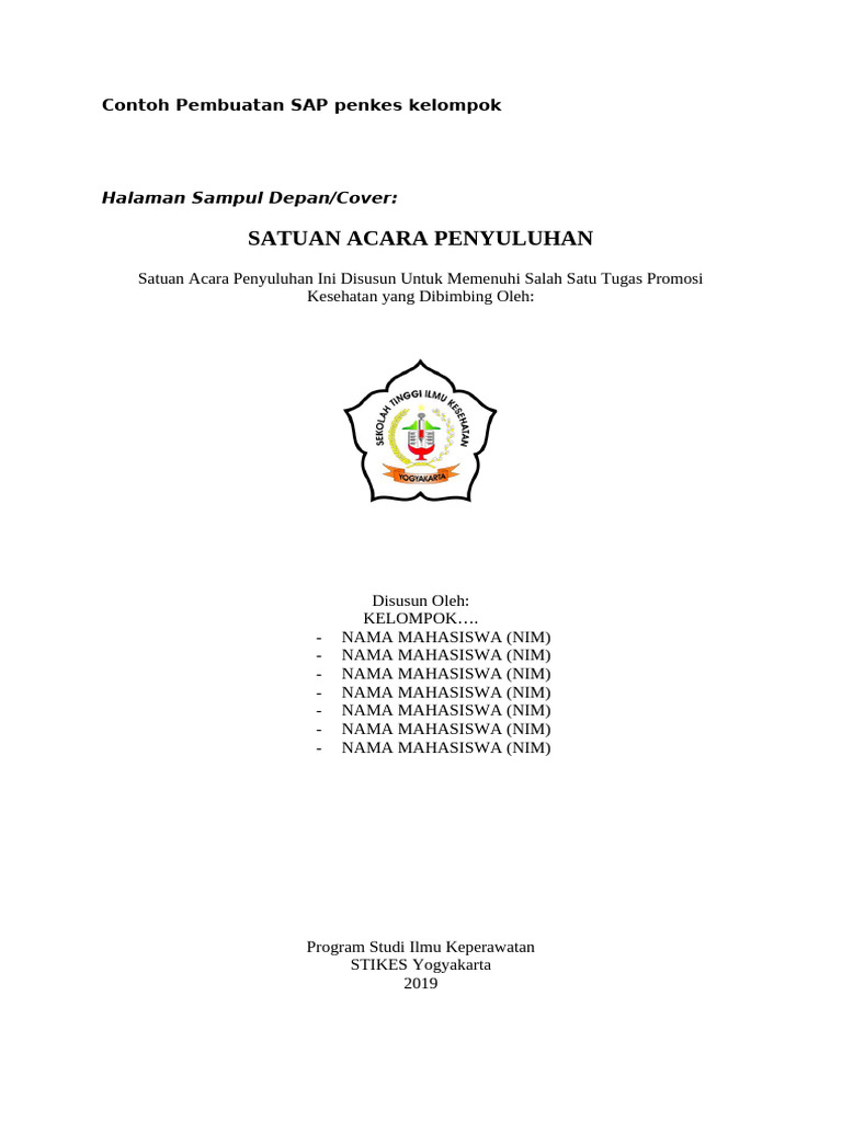 Contoh Pembuatan SAP Penkes Kelompok | PDF