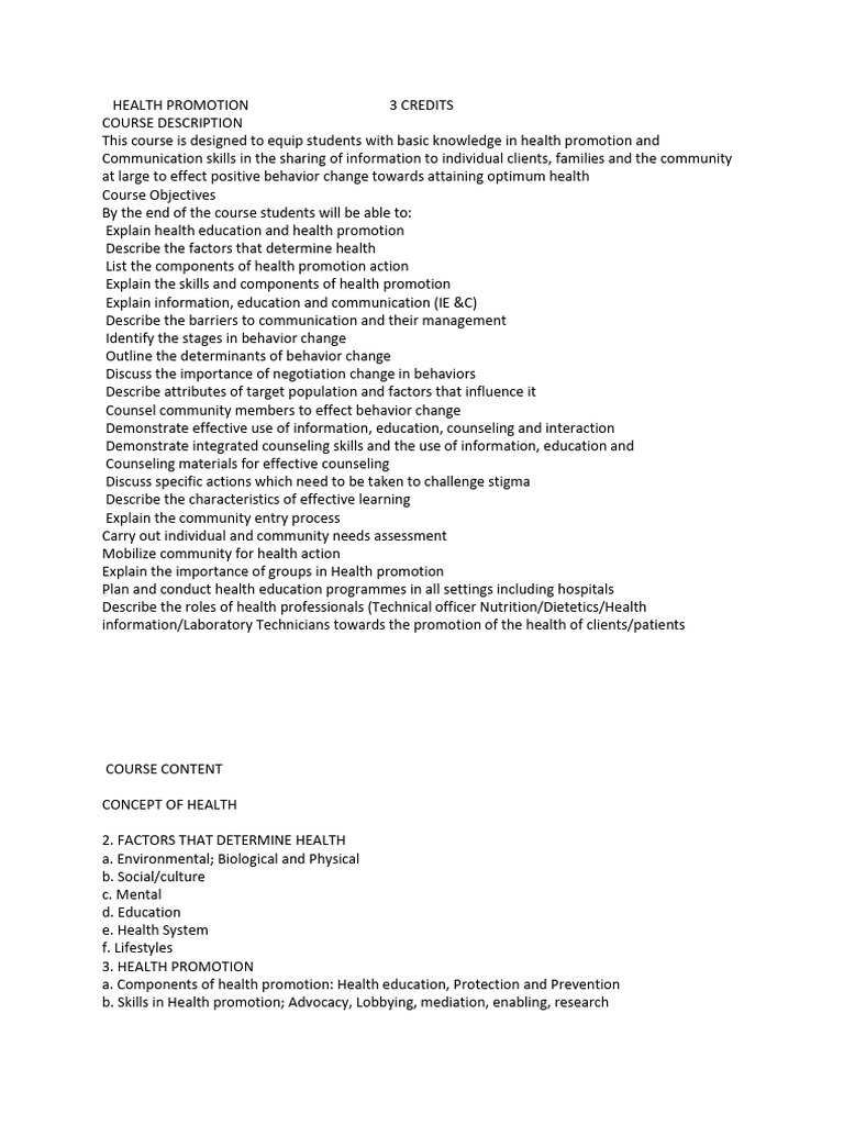 HP Course Ouline 1 | PDF | Social Stigma | Behavior HP Course Ouline 1 | PDF | Social Stigma | Behavior