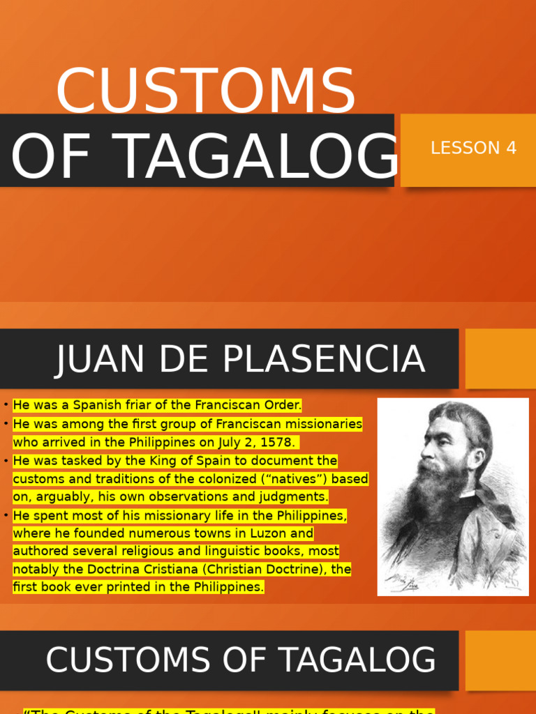 Lesson 4 Customs of Tagalog | PDF | Philippines