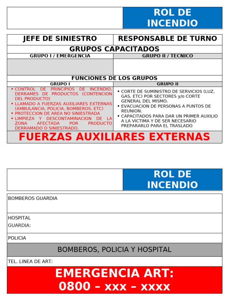 ROL DE INCENDIO Base | PDF
