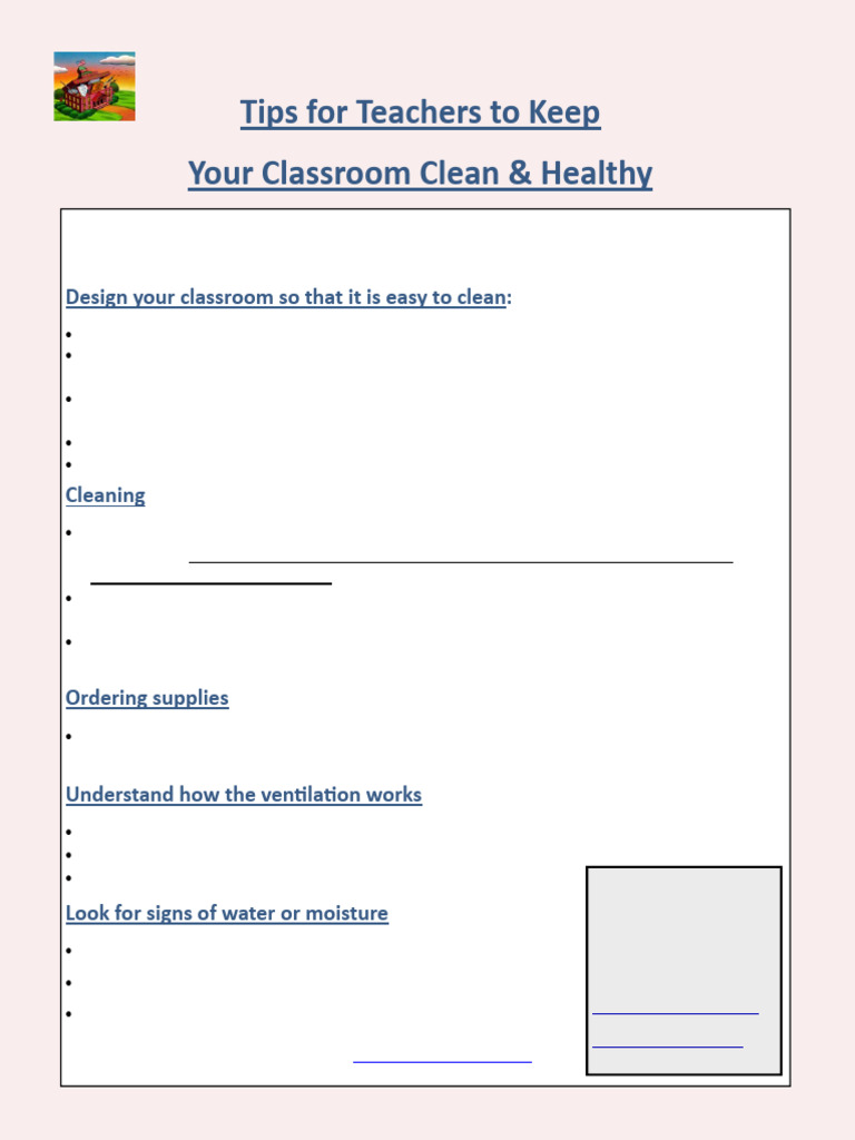 Tips For Teachers To Keep Your Classroom Clean & Healthy | PDF ...