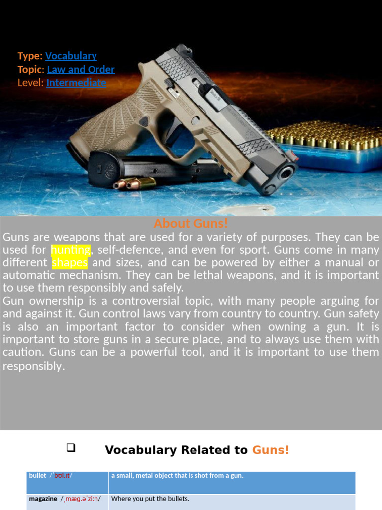 Vocabulary on Guns and Gun Safety | PDF | Social Science