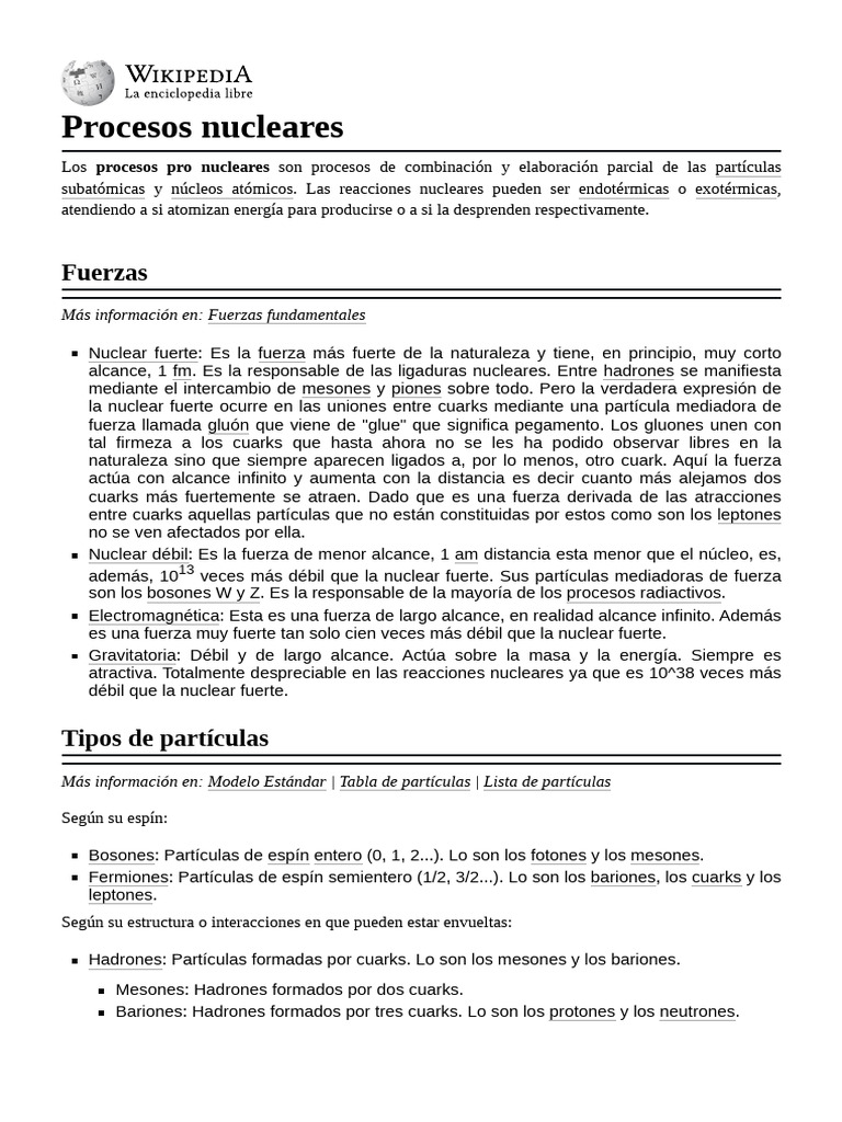 Procesos Nucleares | PDF | Reacción nuclear | Partículas fisicas