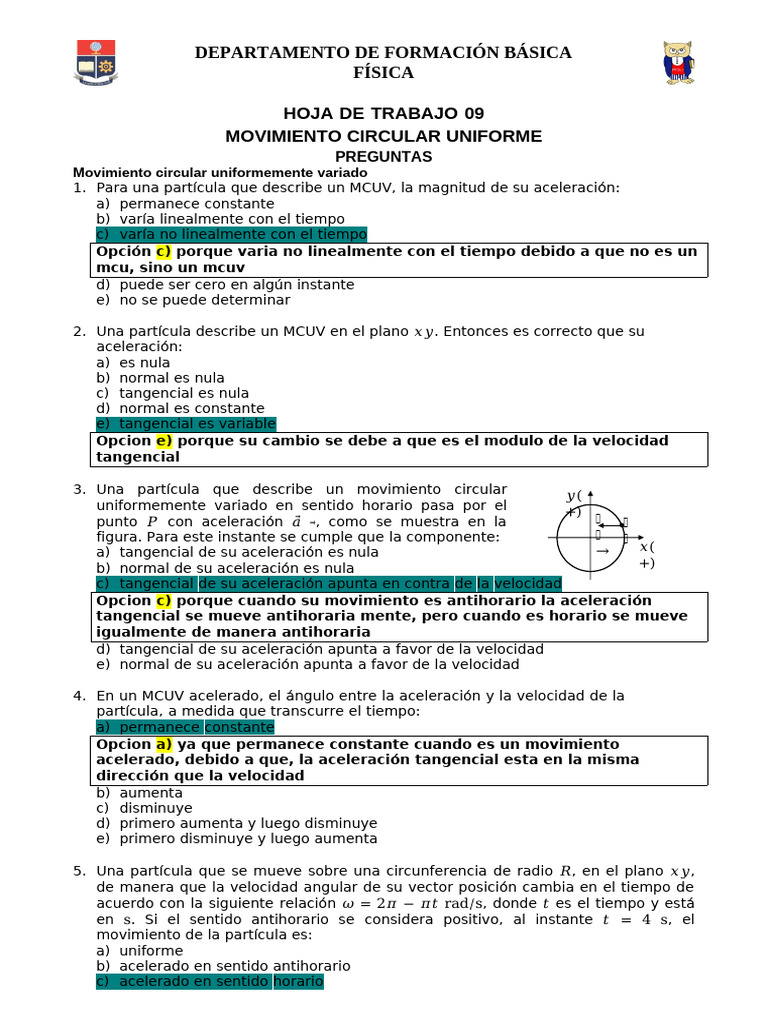 Fisica Hoja de Trabajo 10 | PDF | Aceleración | Velocidad