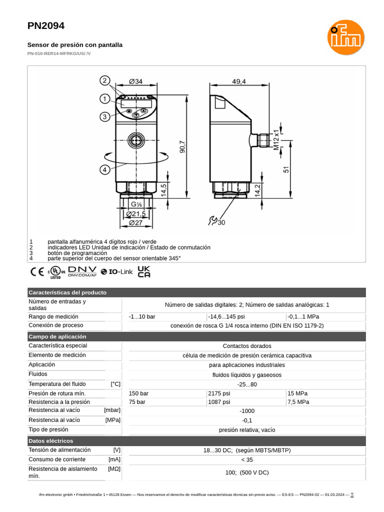 PN2094 02 - Es Es | PDF | Presión | Resistencia Eléctrica y Conductancia