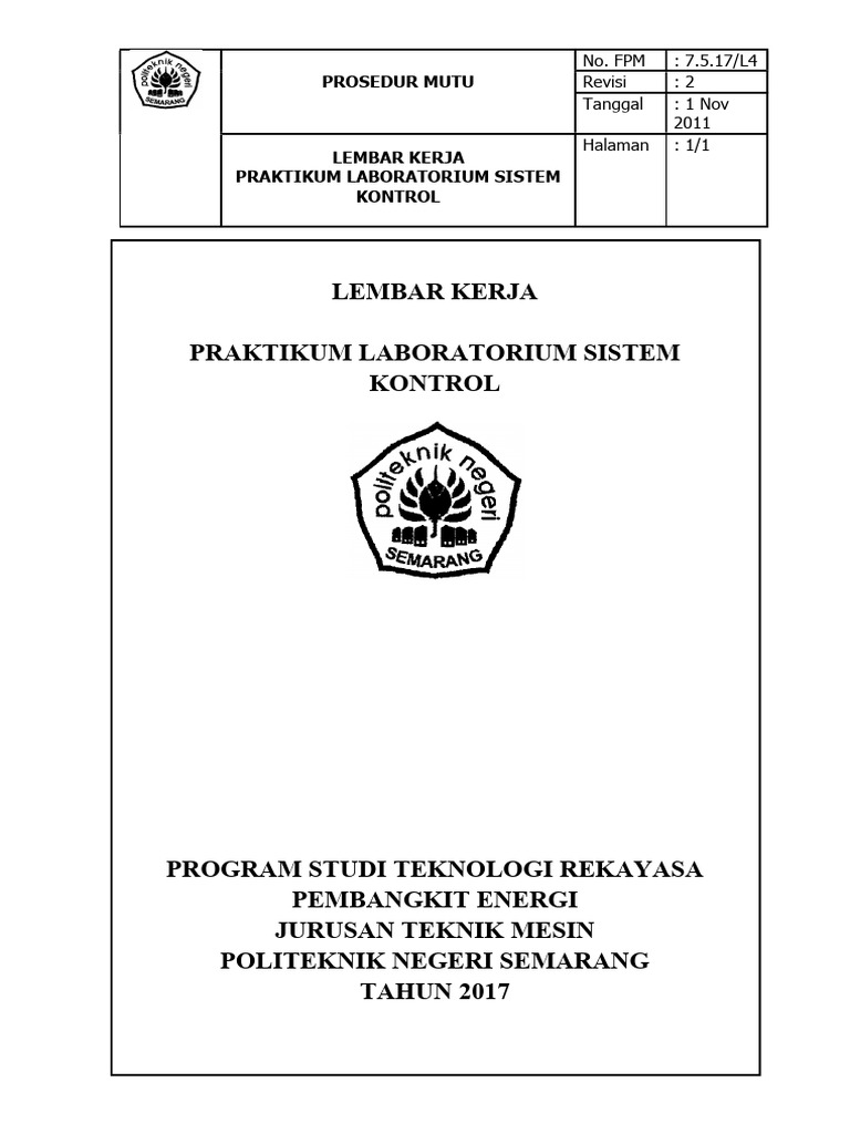 Lembar Kerja Praktikum Sistem Kontrol | PDF