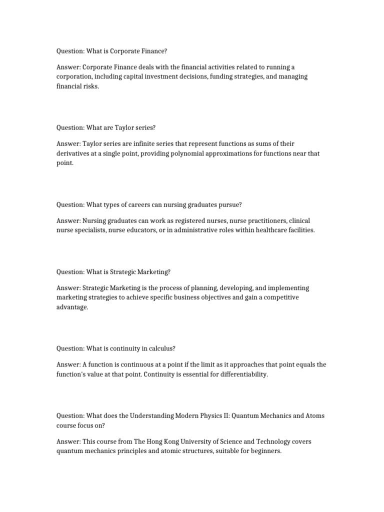 Key Concepts in Finance and Nursing Careers | PDF