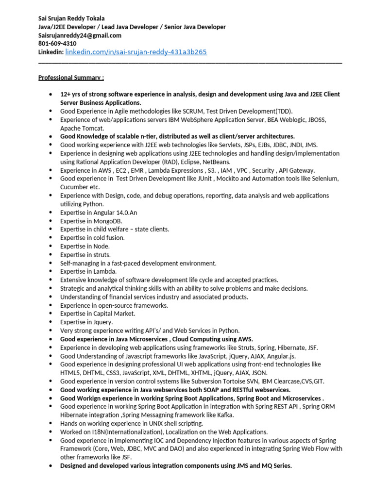 Sai Srujan Reddy Resume Python | PDF | Web Service | J Query