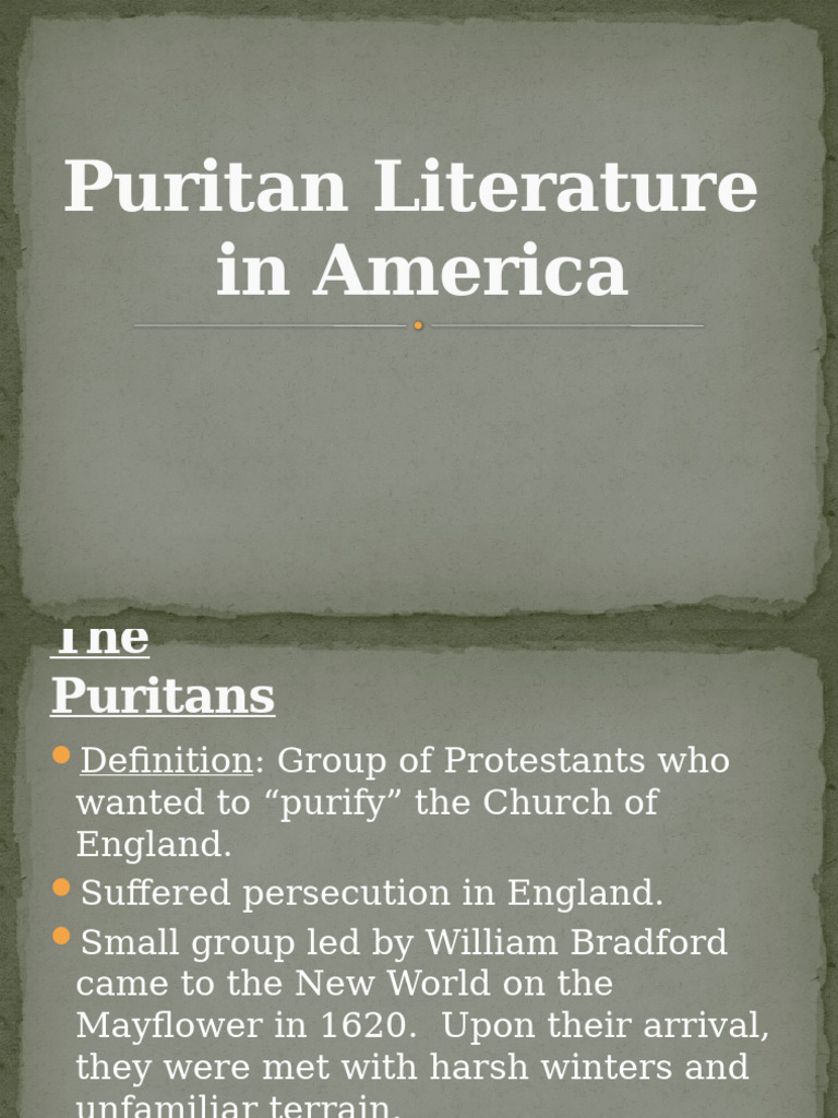 Puritan Literature PowerPoint | PDF | Puritans | Religious Belief And ...