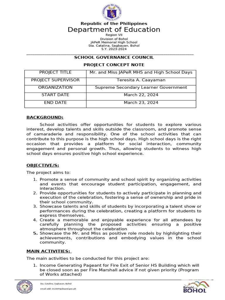 SGC Concept Note Project Brief Template Copy 1 | PDF