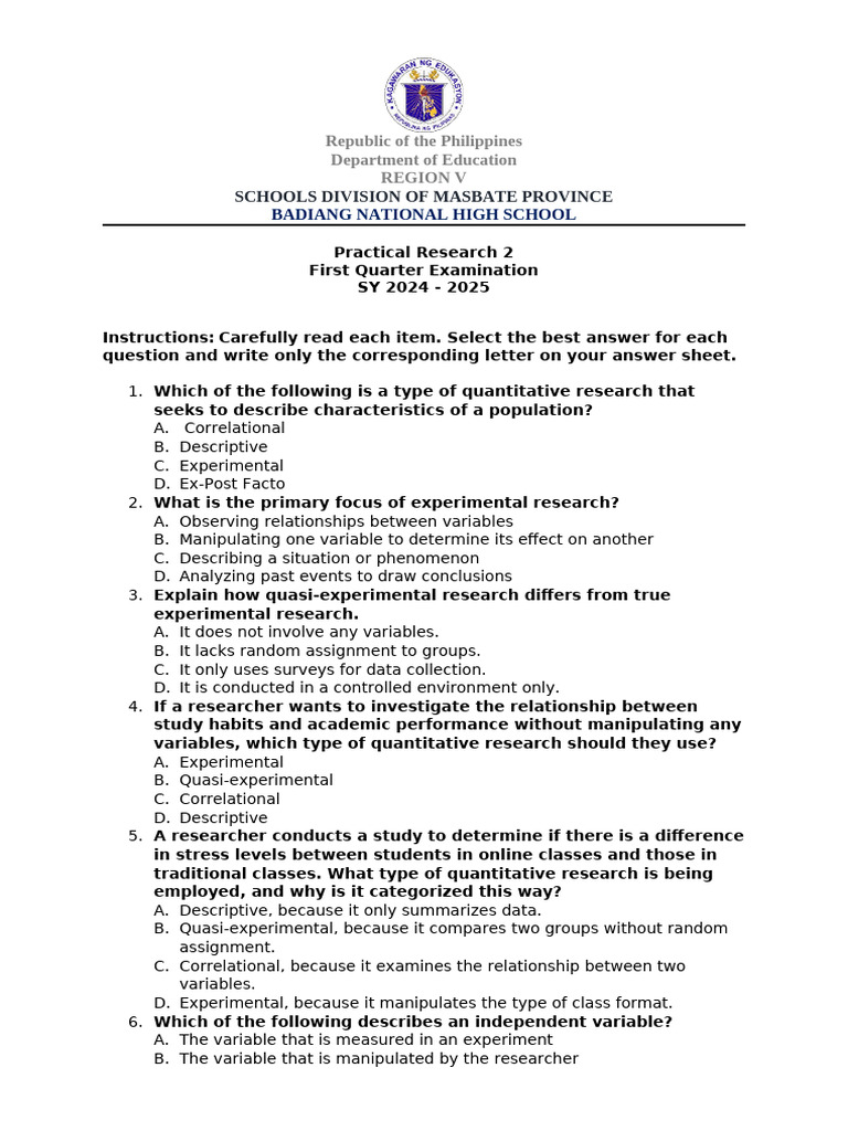 Practical Research 2 1st Quarter | PDF | Dependent And Independent ...