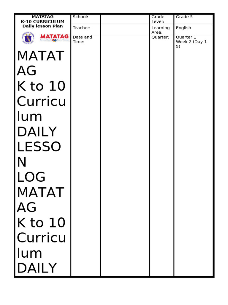 Q1-English 5-Week 2 | PDF | Learning | Curriculum