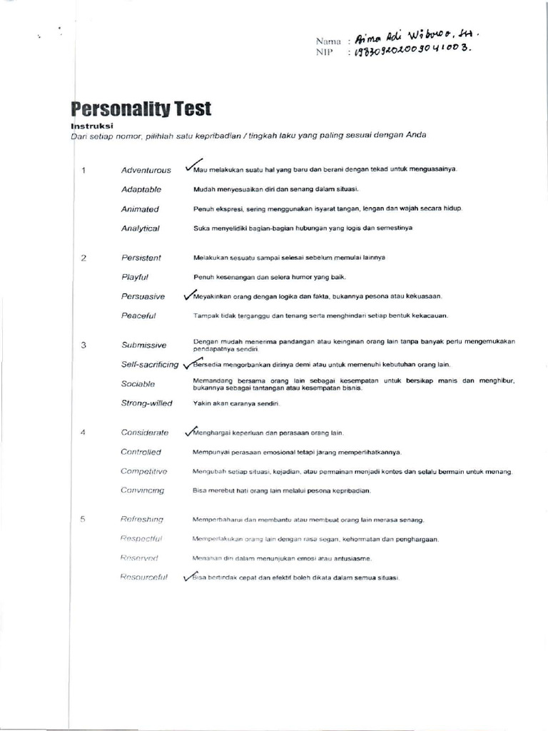 Personality Test | PDF