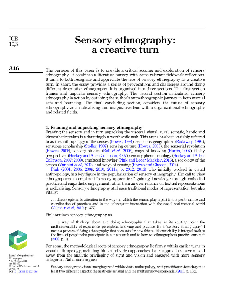 David Calvey. Sensory Ethnography. | PDF | Ethnography | Jeet Kune Do