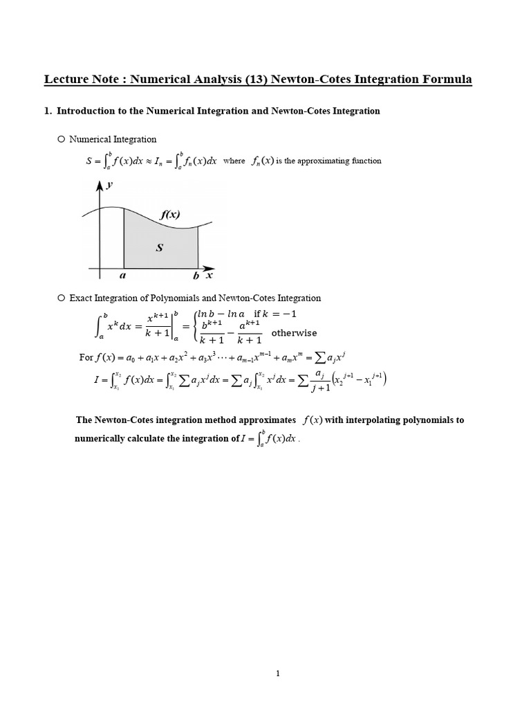 Lecture Note (13) Newton-Cotes Integration Formula | PDF | Numerical ...