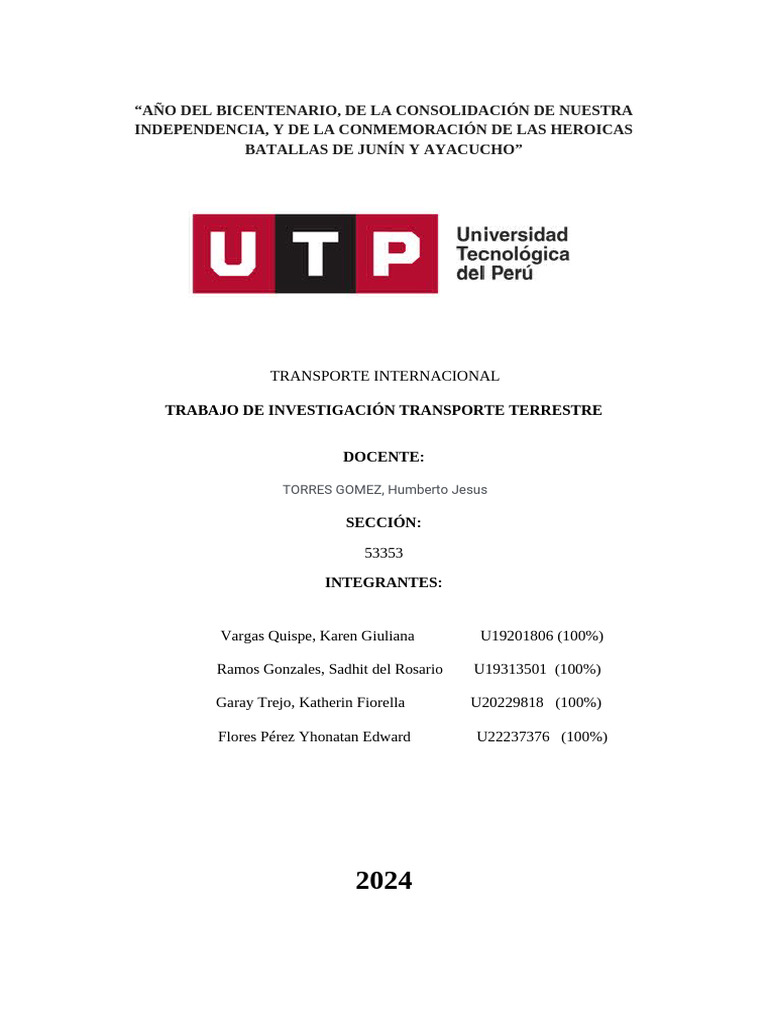 TF Grupo 3 Transporte Internacional | PDF | Transporte | aduana