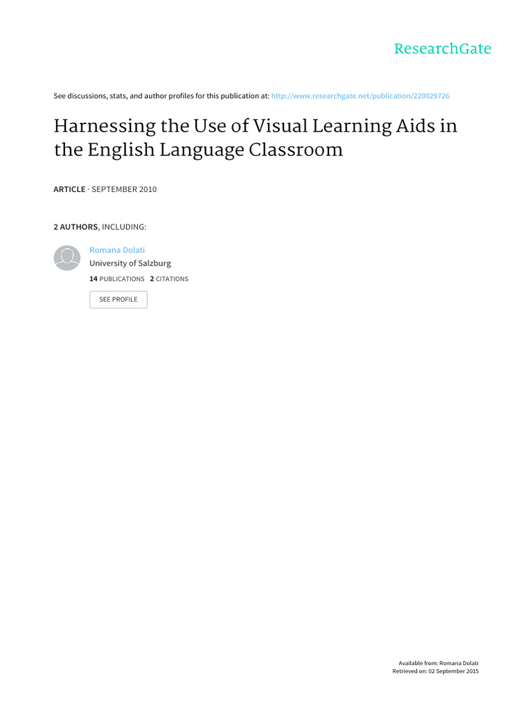 Harnessing The Use of Visual Learning Aids in The English Language ...