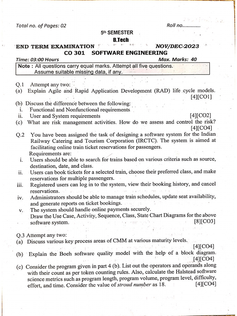 CO301 SE 2023 End Nov | PDF
