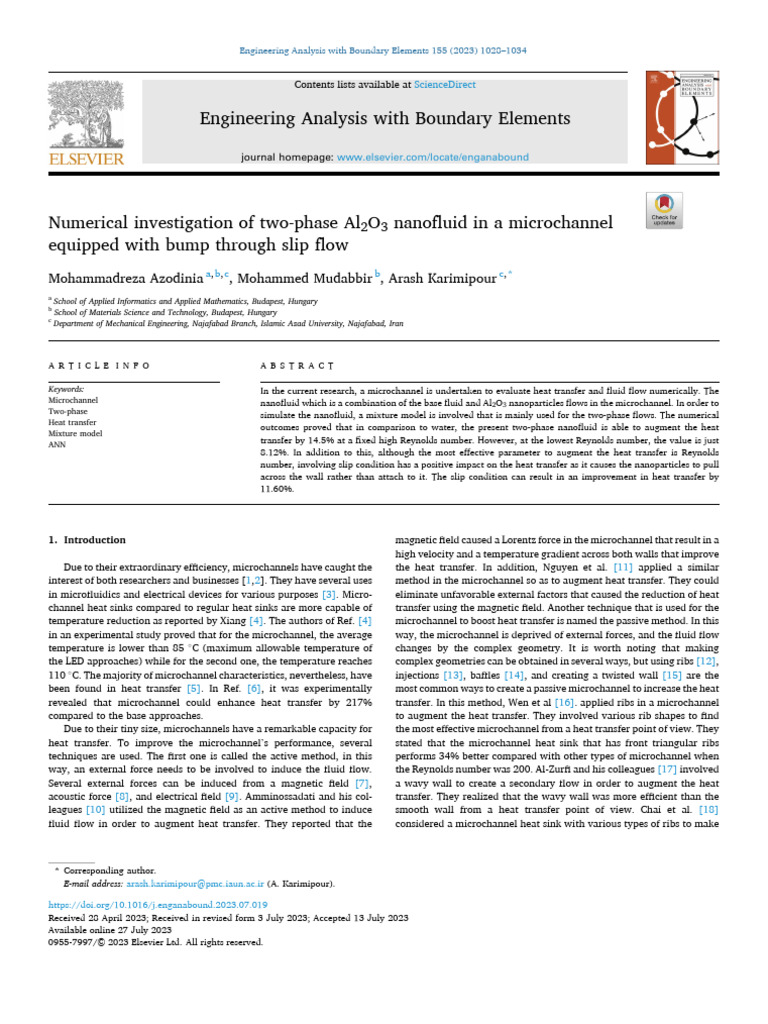 Numerical Investigation of Two-Phase Al2O3 Nanofluid in A Microchannel ...