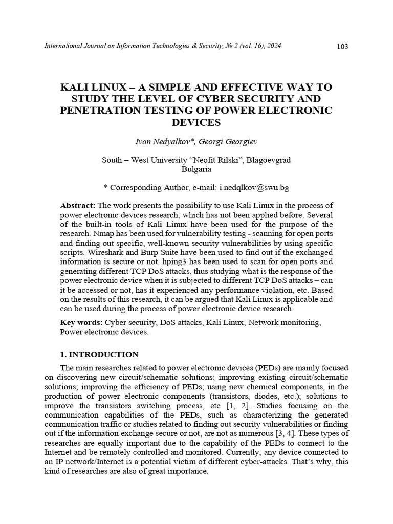 Kali Linux for Cybersecurity in PEDs | PDF | Transmission Control ...