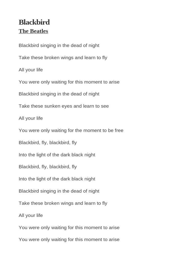 Beatles Fans' Anthem: Blackbird | PDF