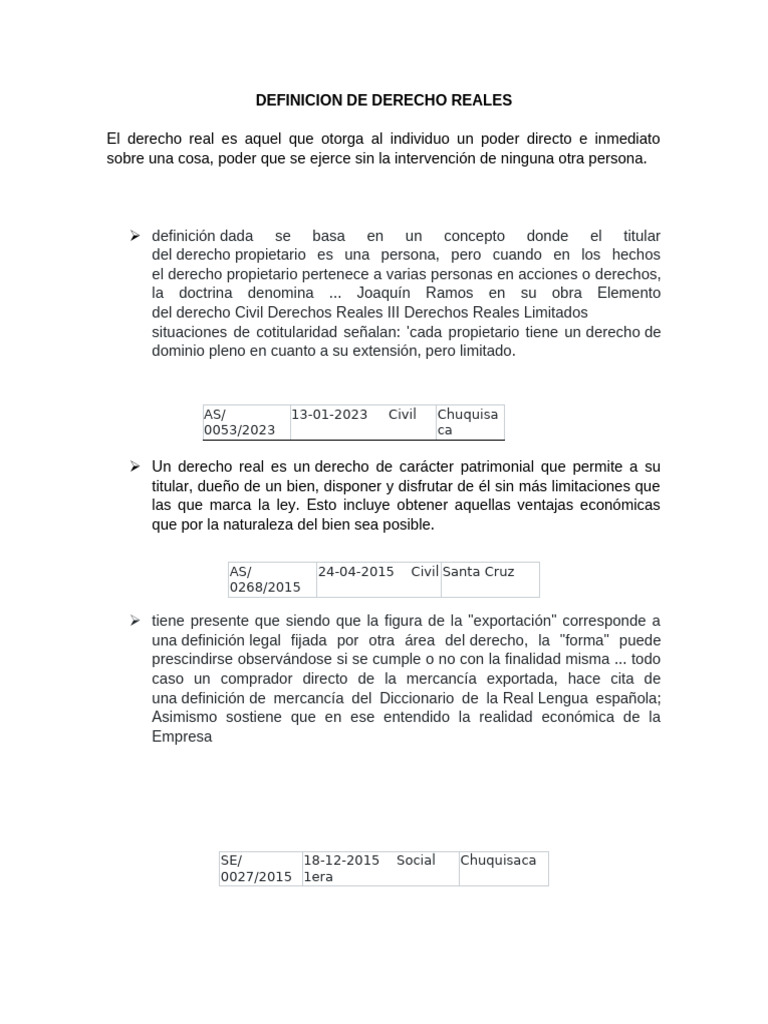Definicion de Derecho Reales | PDF