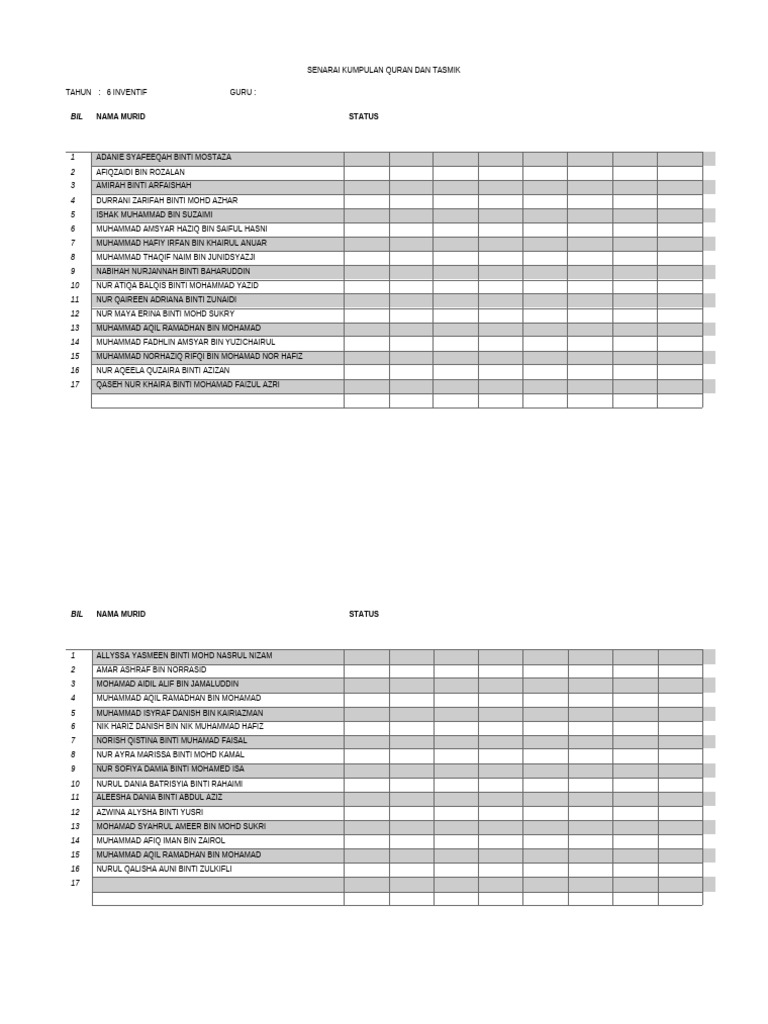 Senarai Kumpulan Quran Dan Tasmik | PDF