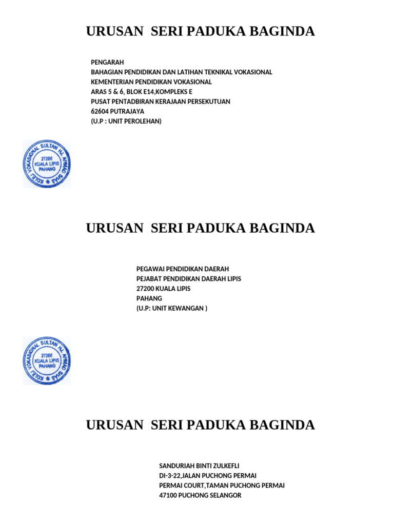 Surat Saiz Kecil | PDF | Bisnis