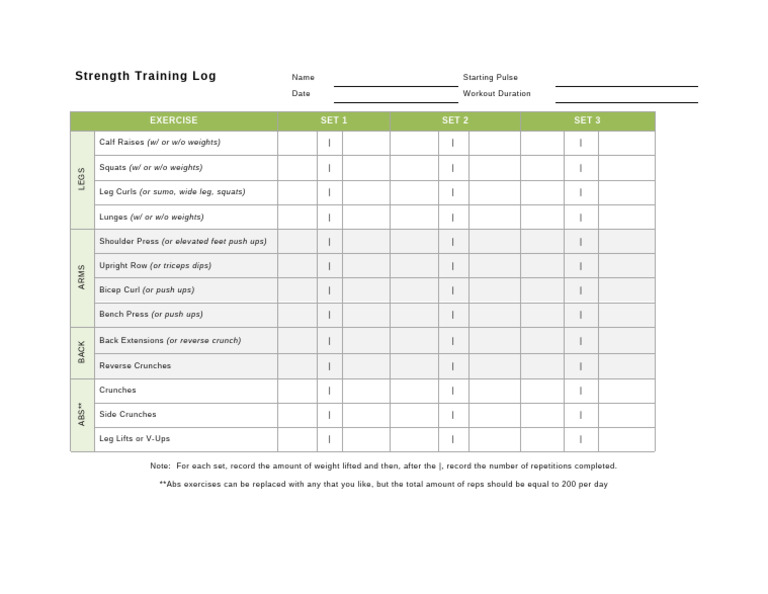 Daily Strength Training Log Sprints | PDF