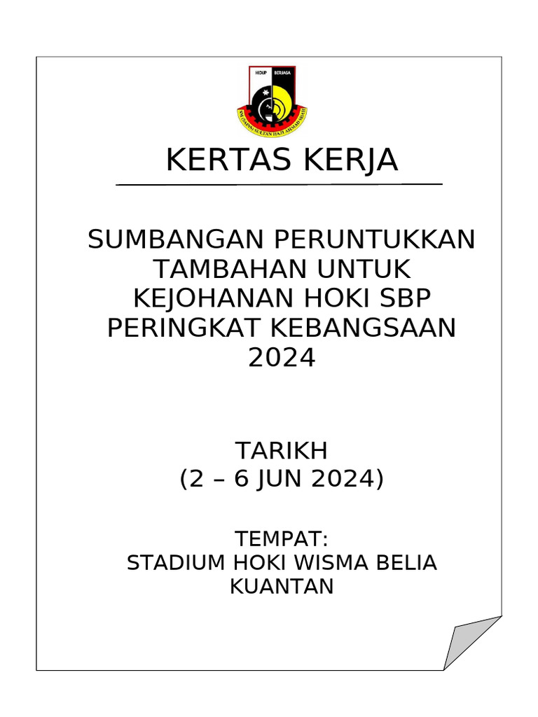 Kertas Kerja Peruntukkan Tambahan Hoki | PDF