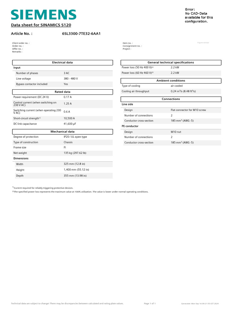 6SL3300 7TE32 6AA1 Datasheet en | PDF | Alternating Current ...