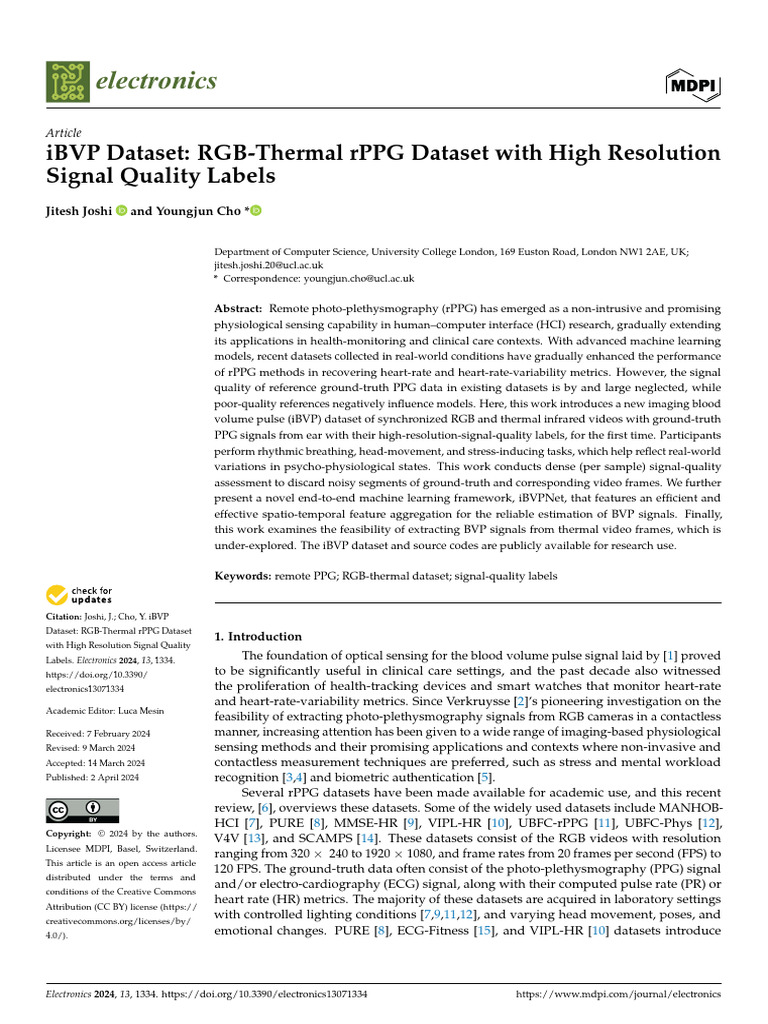 Joshi和Cho - 2024 - iBVP Dataset RGB-Thermal rPPG Dataset with High ...