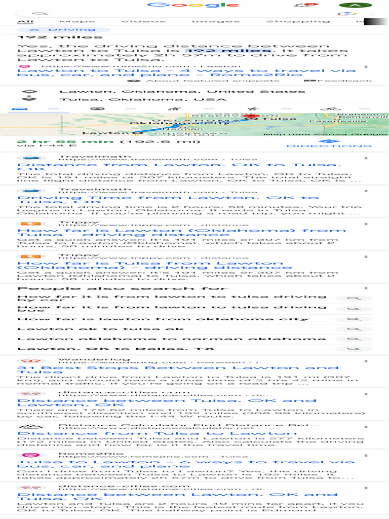 How Far It Is From Lawton To Tulsa Driving | PDF | Length