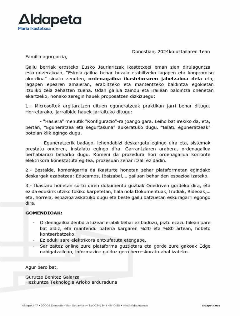 Gailua Zaintzeko Gomendioak-Recomendaciones Cuidado Dispositivo | PDF | Software del sistema ...