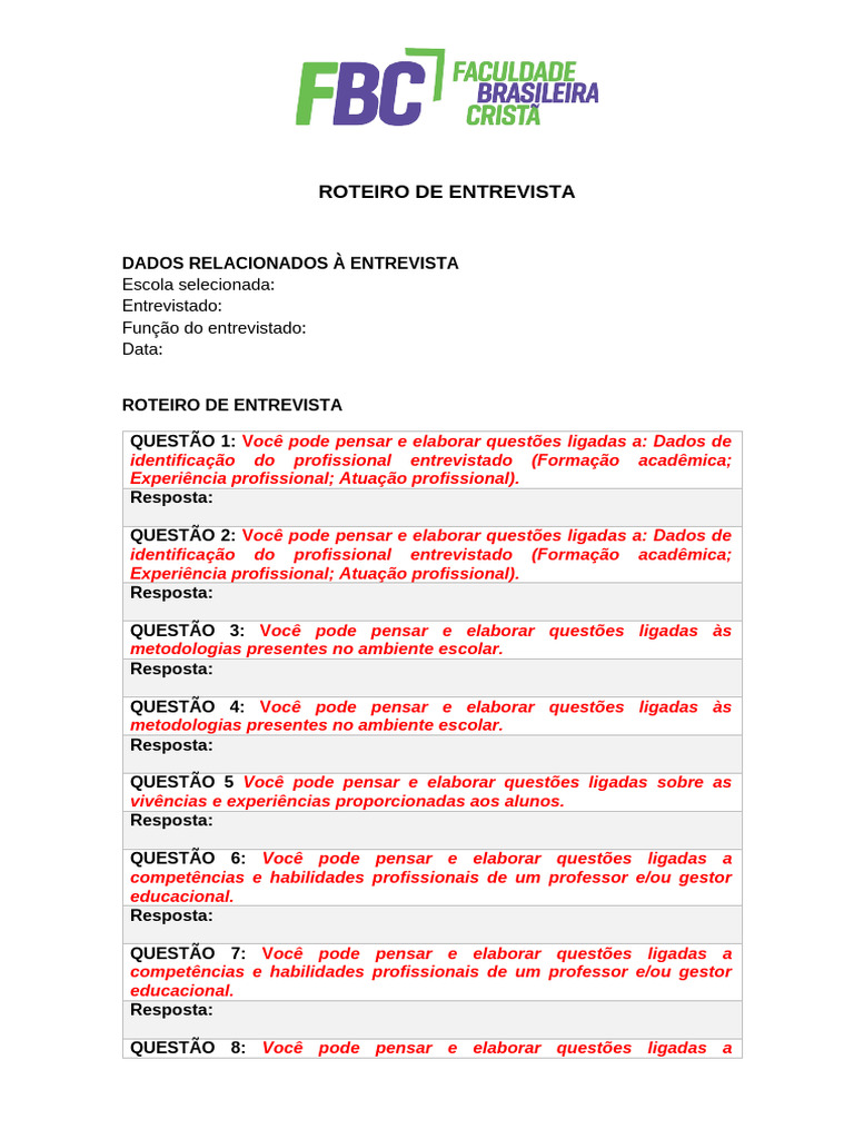 Roteiro de Entrevista | PDF | Carreira e Crescimento