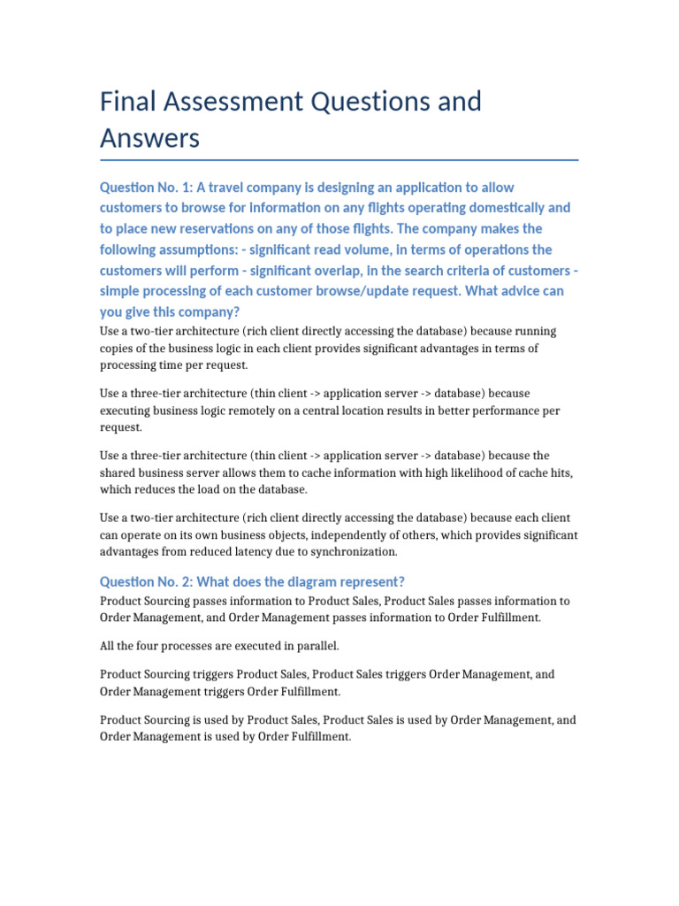 Final Assessment Questions and Answers | PDF | Software As A Service ...