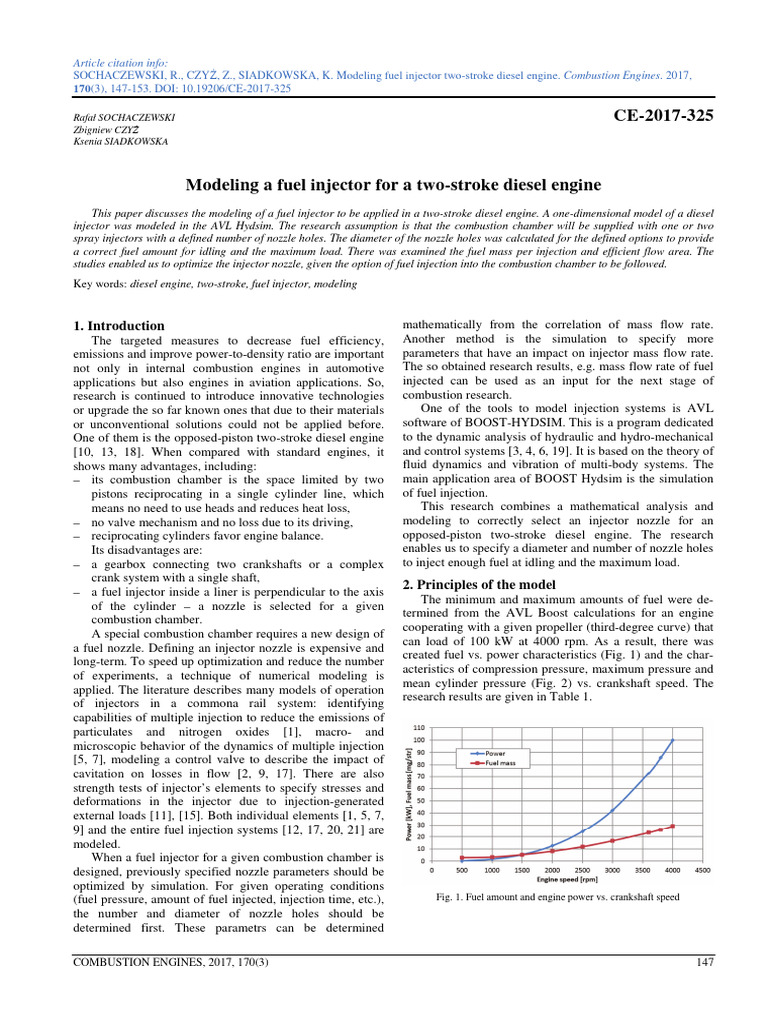 Modeling A Fuel Injector For A Two | PDF | Fuel Injection | Diesel Engine